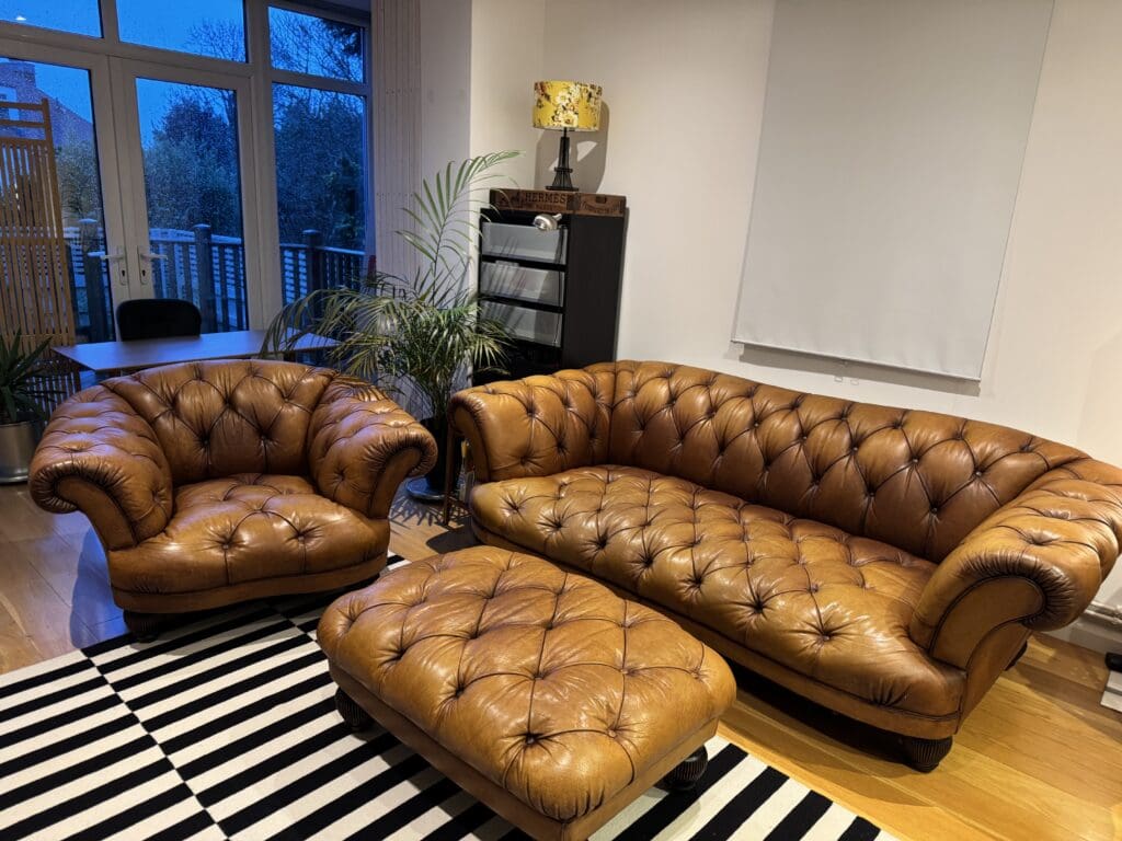 DFS Leather Chesterfield 3 piece sofa set – Sofalistic | The Sofa ...