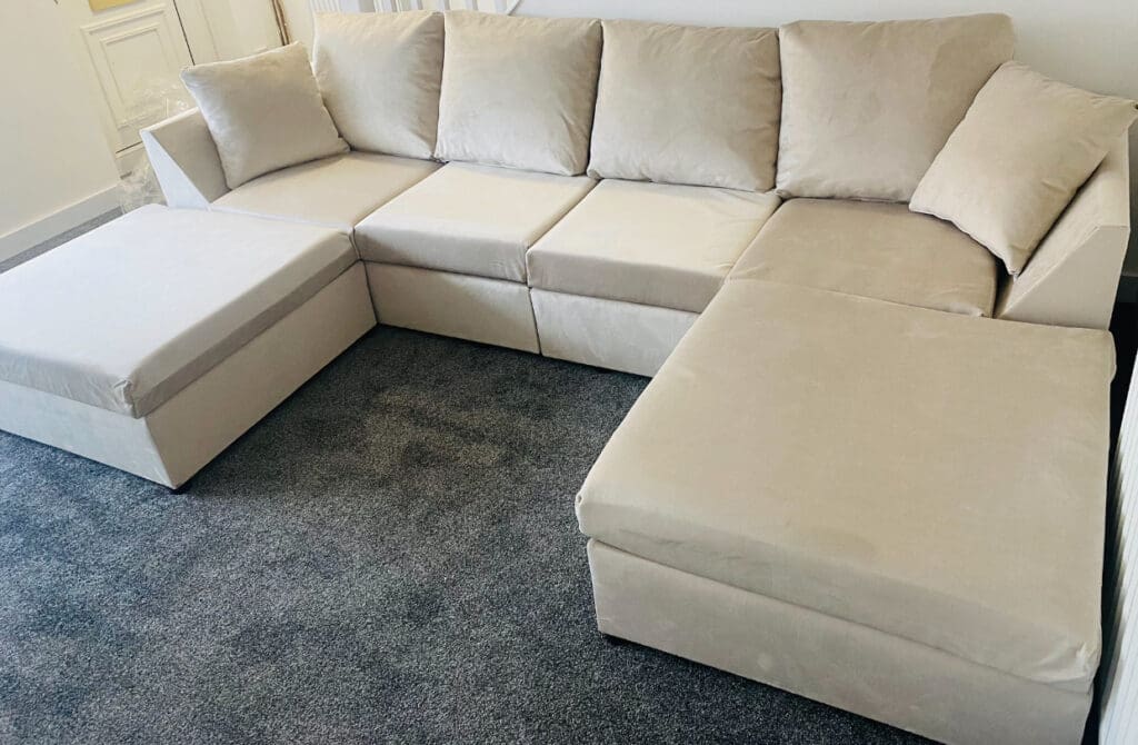 Cream plush ushape sofa – Sofalistic | The Sofa Marketplace, buy and sell preloved sofas nationwide