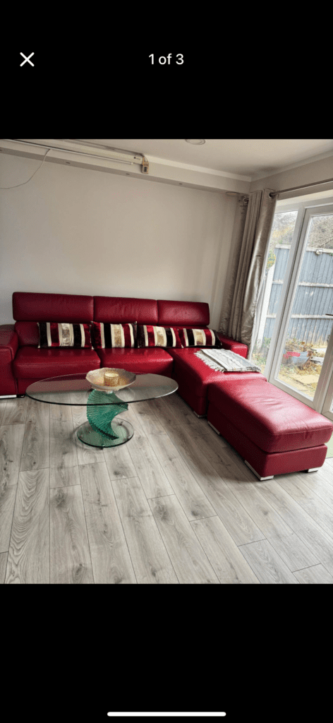 Red leather L shaped sofa bed – Sofalistic | The Sofa Marketplace, buy and sell preloved sofas ...