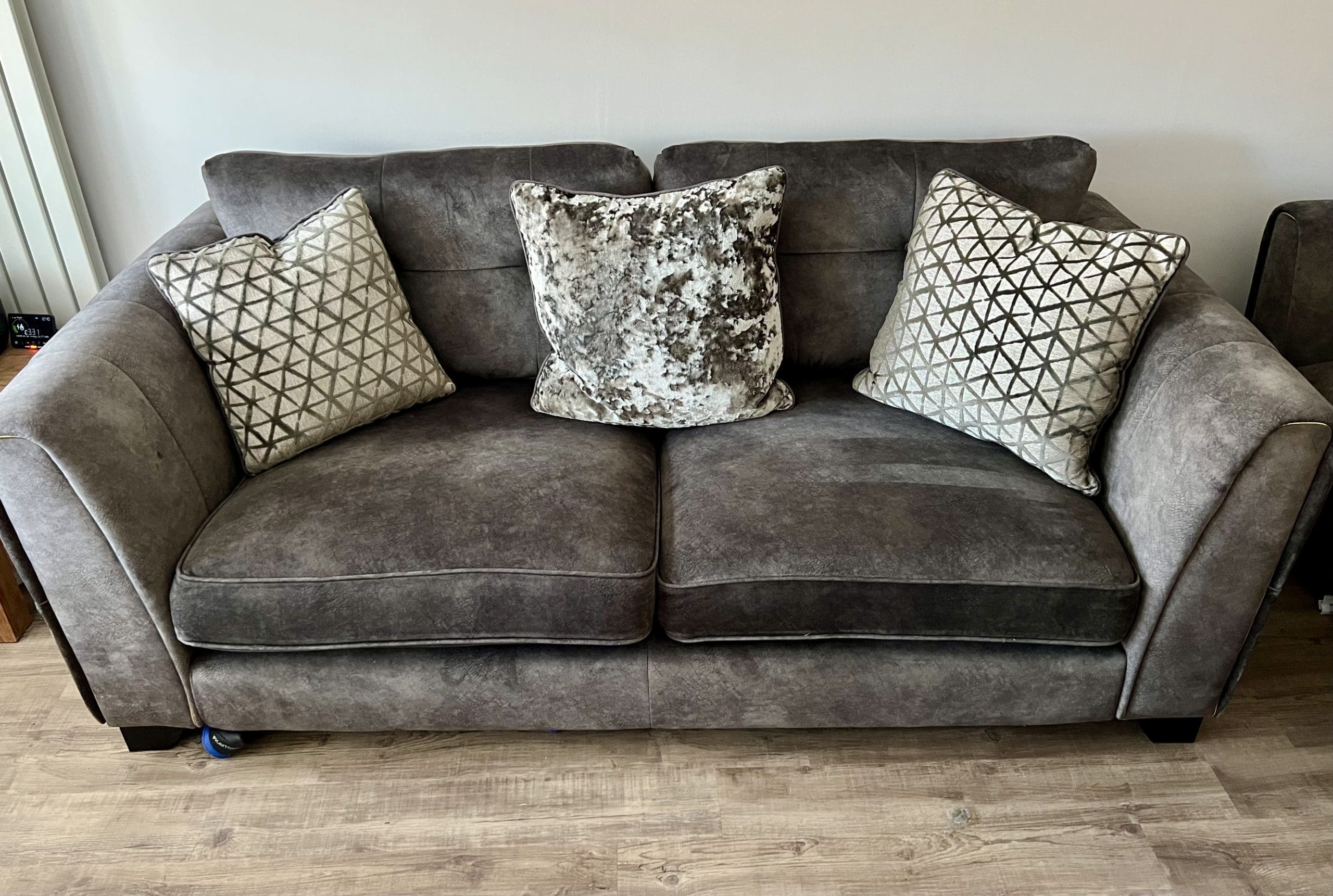 Furniture Village Ariana 3 Seater Sofa Snuggle Chair Footstool Dapple mink