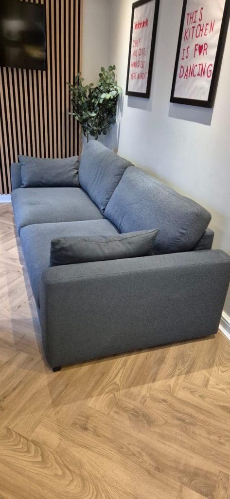 DFS Callux Grey 4 Seater + Chair + Pouffe – Sofalistic | The Sofa ...