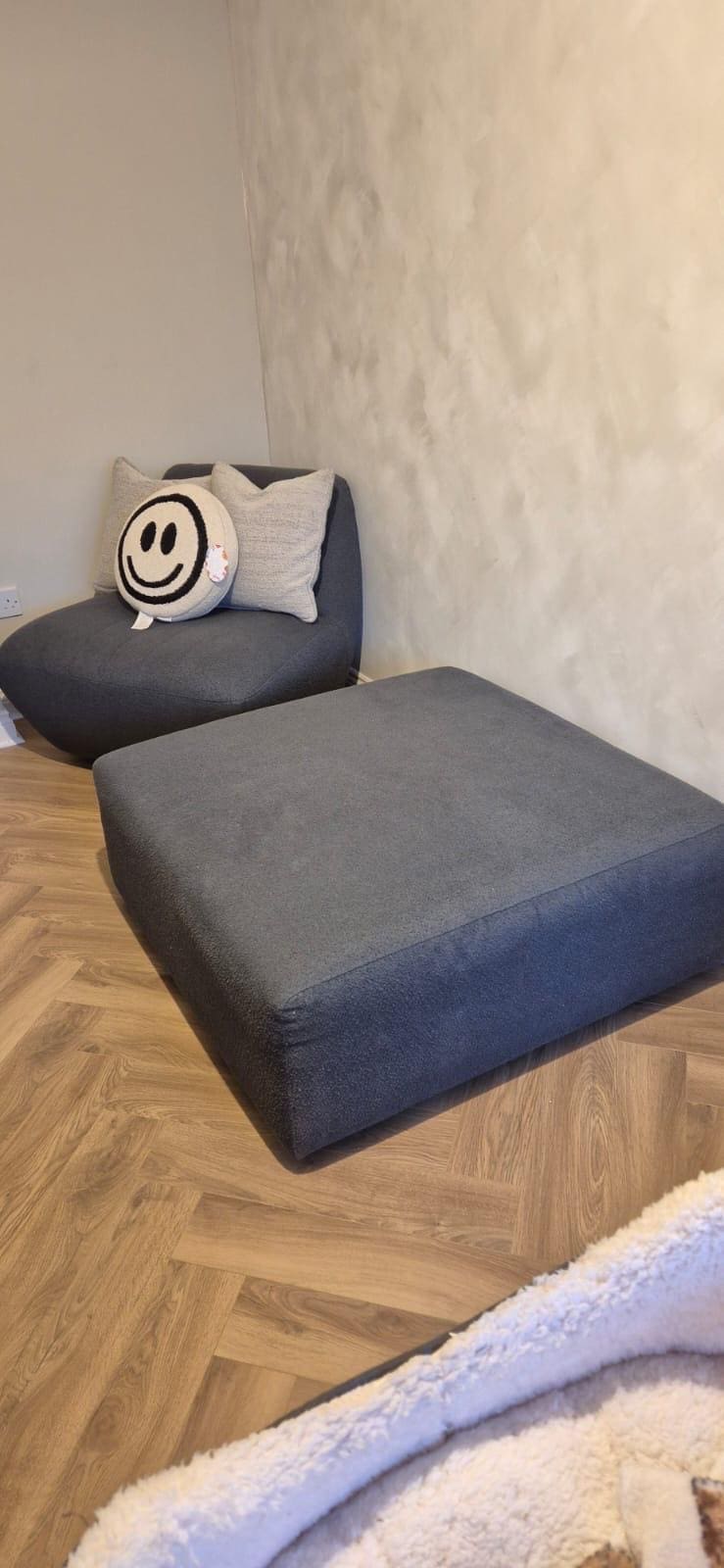 DFS Callux Grey 4 Seater + Chair + Pouffe – Sofalistic | The Sofa ...