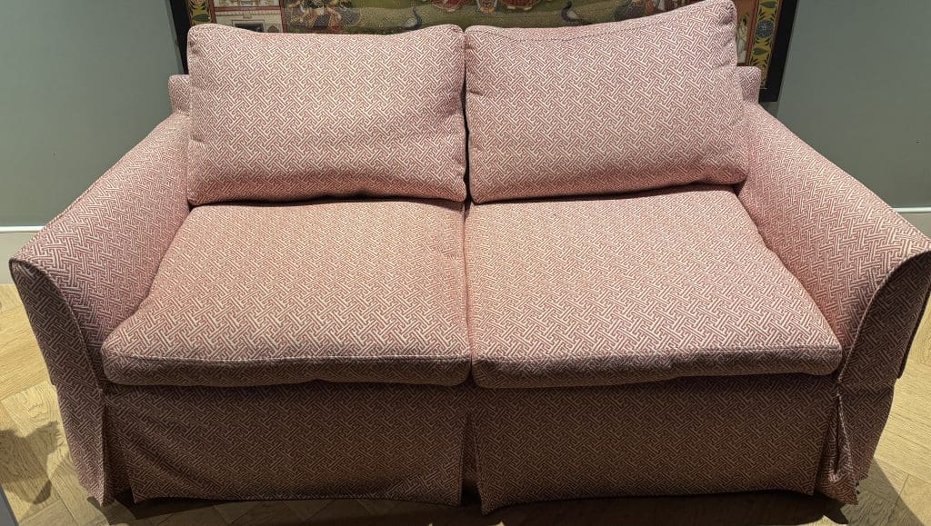 Bespoke Coral & Cream Designer Fabric Two Seater Sofa – Sofalistic | The Sofa Marketplace, buy ...