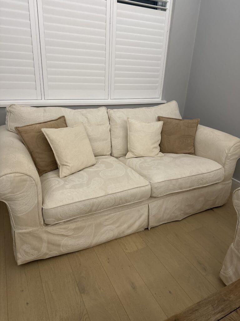 Beautiful cream set of 3 sofas, 3 seater, 2 seater and a single seater ...