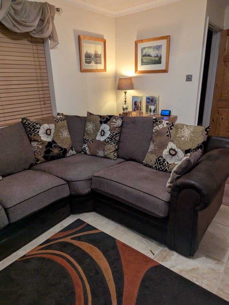 Scs brown fabric and suede leather – Sofalistic | The Sofa Marketplace, buy and sell preloved ...