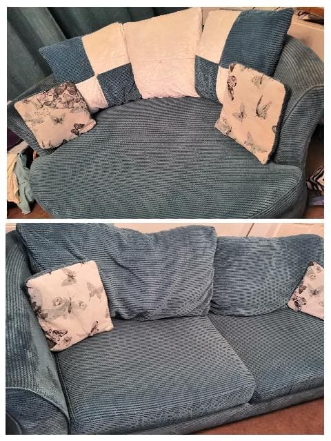 DFS Teal 4 seater and snuggle/cuddle sofas – Sofalistic | The Sofa ...