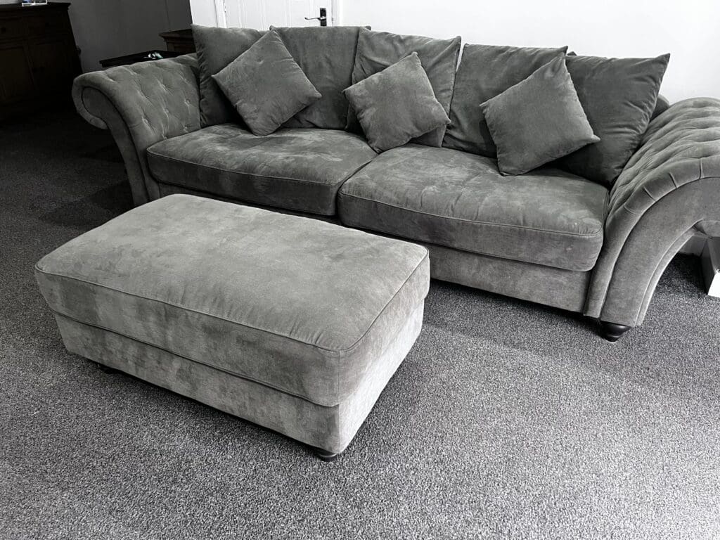 Grey Sofa Club 4 seater, armchair and footstool – Sofalistic | The Sofa ...