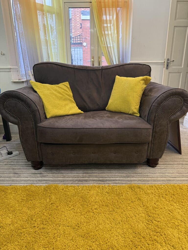 SCS 1 years old 3 piece suite, 2 seater, single seater and footstool in ...