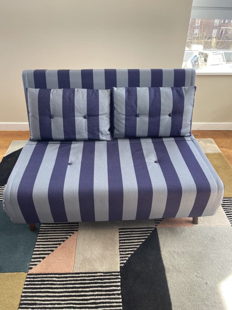Made Regular Haru 2 Seater Sofa Bed in Eclipse Blue Wide Stripe ...