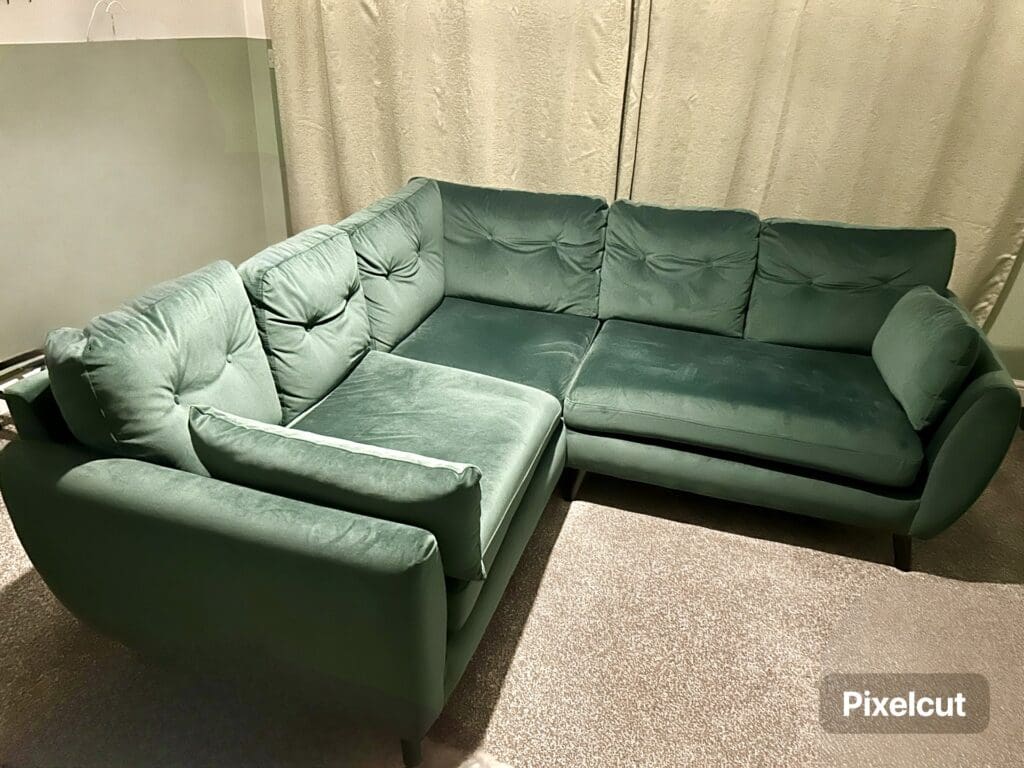 Next Wilson Corner Sofa Bottle Green Velvet – Sofalistic | The Sofa ...