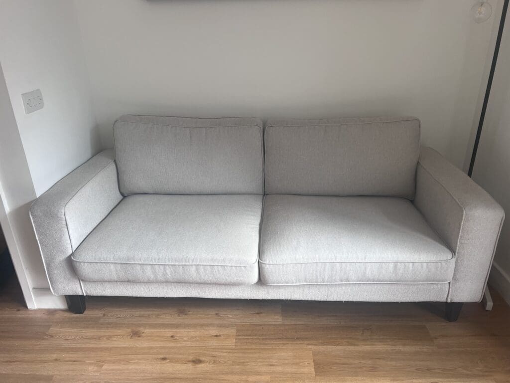 Dusk Soho 3 Seater Sofa Natural and Dunelm Beatrice Luna Fabric Footstool – Sofalistic | The ...