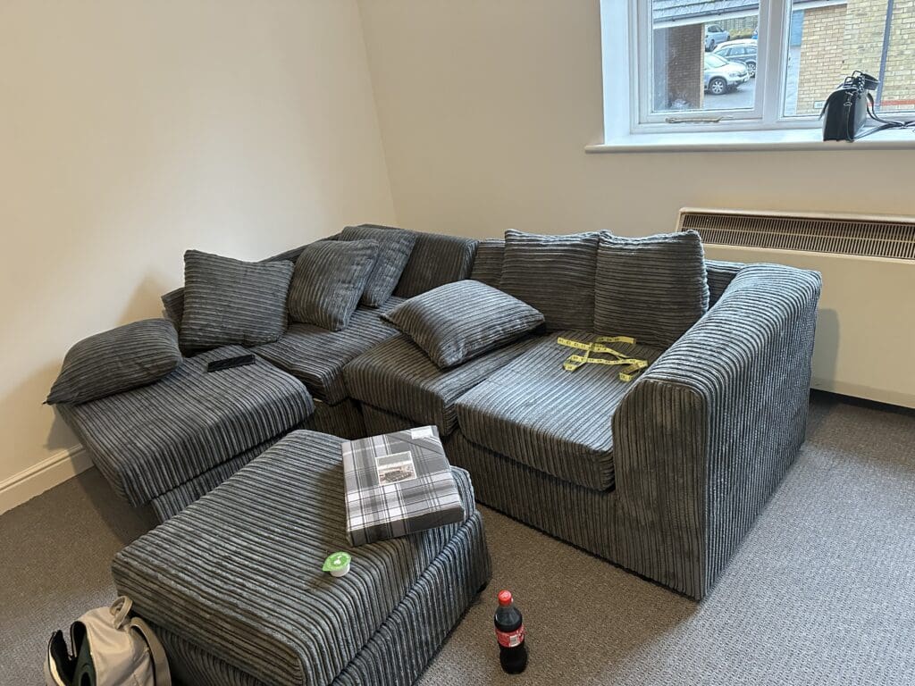 Grey corner sofa with a sofa stool – Sofalistic | The Sofa Marketplace ...