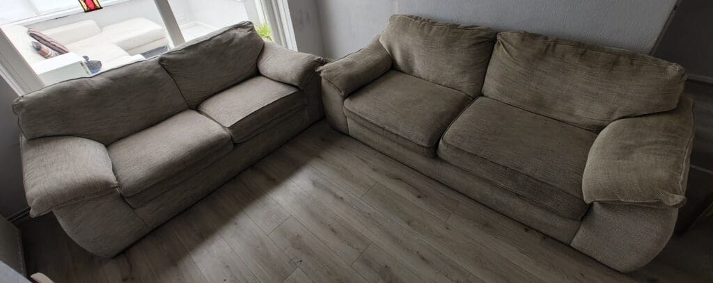 Stone fabric sofa set (includes a 3 seater and a 2 seater) – Sofalistic ...