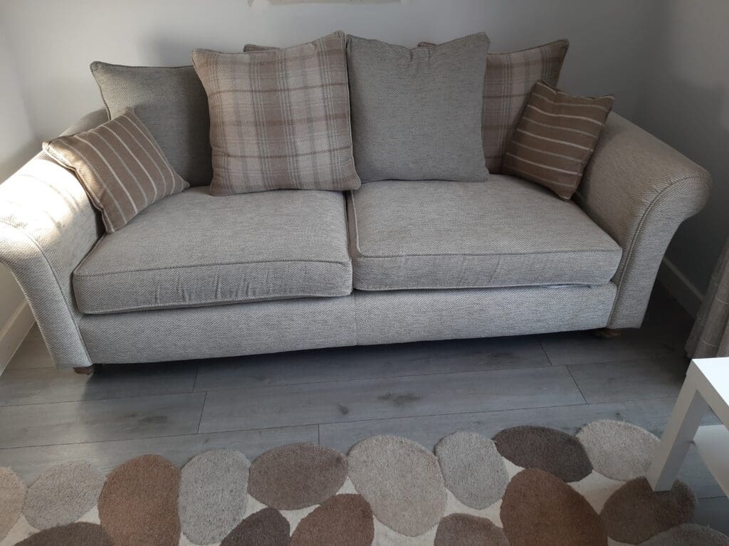 DFS 3 SEATER BEIGE OATMEAL SOFA AND FOOTSTOOL – Sofalistic | The Sofa ...