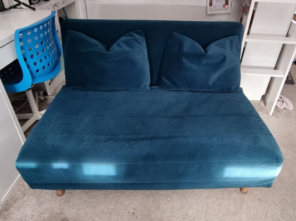 M&S Teal Velvet Logan Small Double Sofa Bed – Sofalistic | The Sofa Marketplace, buy and sell ...