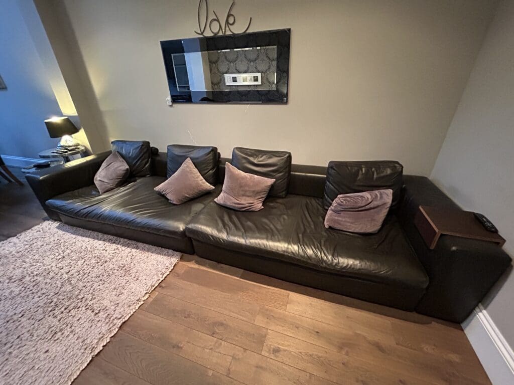 Habitat Low Level 4 metre 6 seater contemporary sofa in Dark Brown Texas Leather – Sofalistic ...