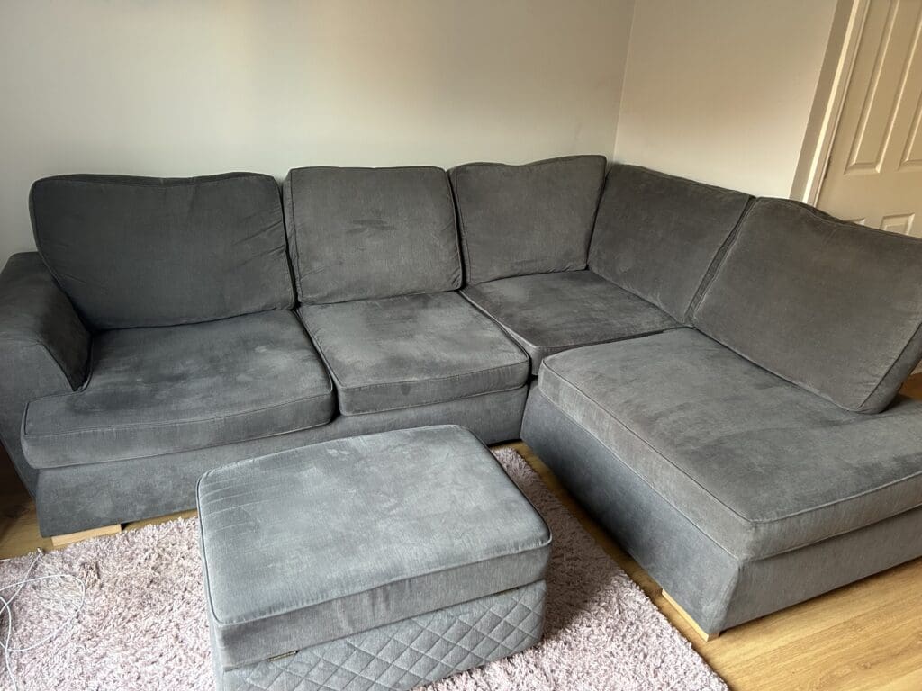 DFS GRAPHITE GREY ORKA CORNER SOFA AND FOOTSTOOL – Sofalistic | The ...