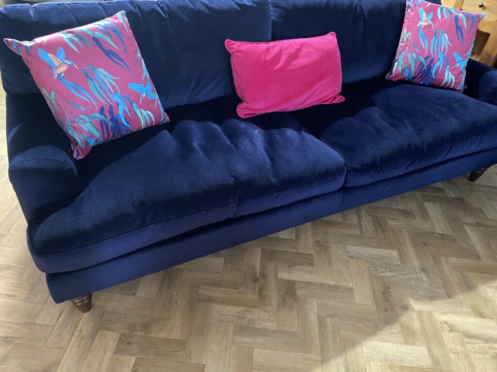 *ONLY 6 MONTHS OLD* DFS BLUE VELVET LIVIE SOFA – Sofalistic | The Sofa ...