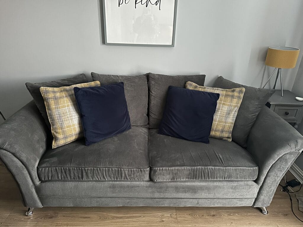 Very Home Grey Dury Fabric Scatter Back Sofa Set – Sofalistic | The ...