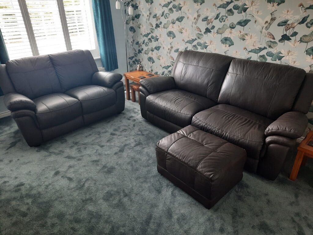 SCS Brown Leather Libra 3 Seater, 2 Seater and Footstool – Sofalistic | The Sofa Marketplace ...