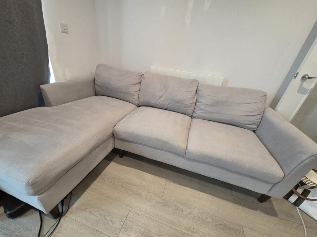 Hayward Dove Grey Plush Fabric L Shape Corner Sofa – LHF – Sofalistic | The Sofa Marketplace ...