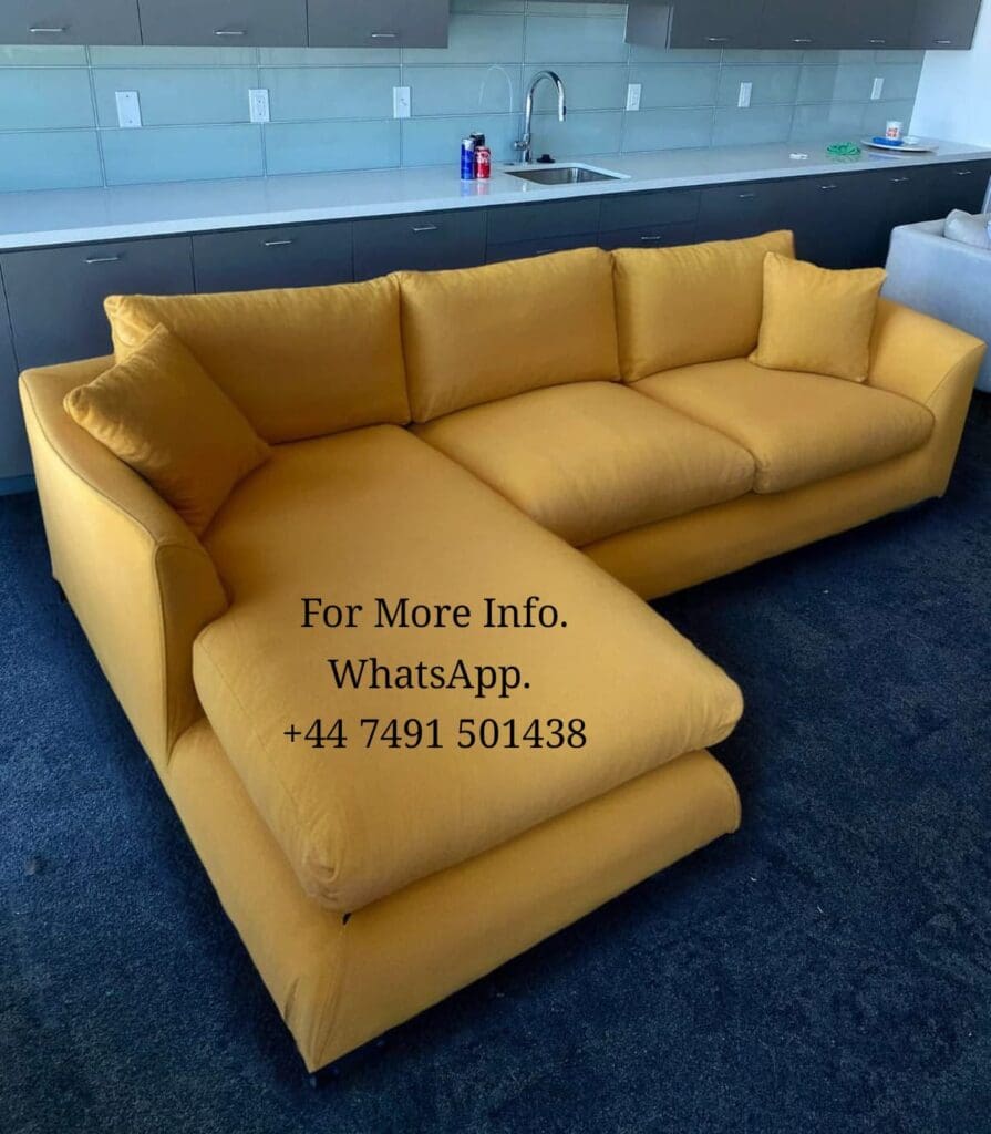Yellow Mustard Fabric Corner Sofa || High Back Cushion + Free Delivery ...