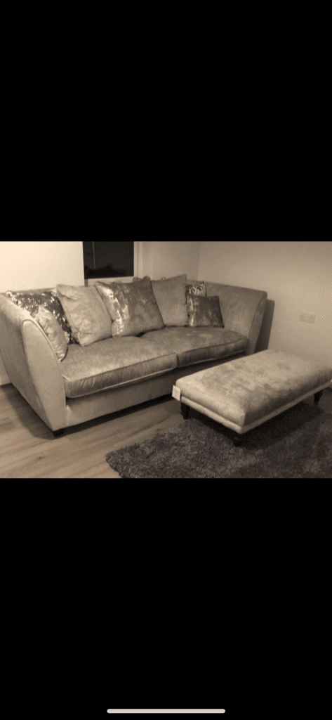 DFS Grey 4 Seat Sofa & Footstool – Sofalistic | The Sofa Marketplace ...
