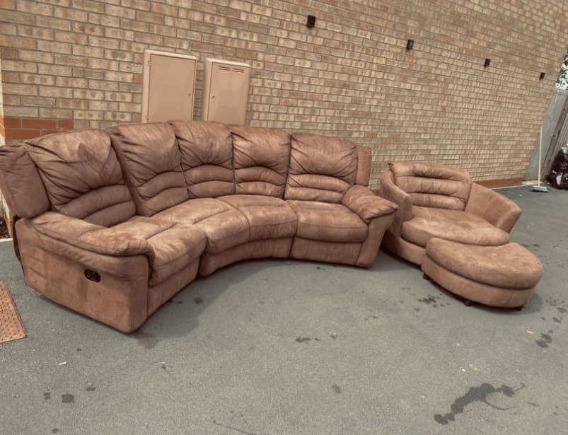 DFS CORNER RECLINER SOFA WITH SWIVEL CUDDLE CHAIR AND FOOTSTOOL ...