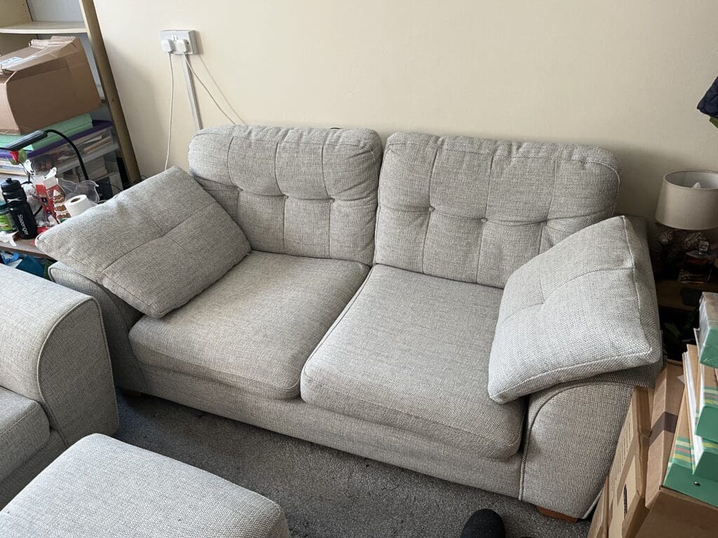 DFS Winson sofa, armchair, and footstool in cream – Sofalistic | The ...