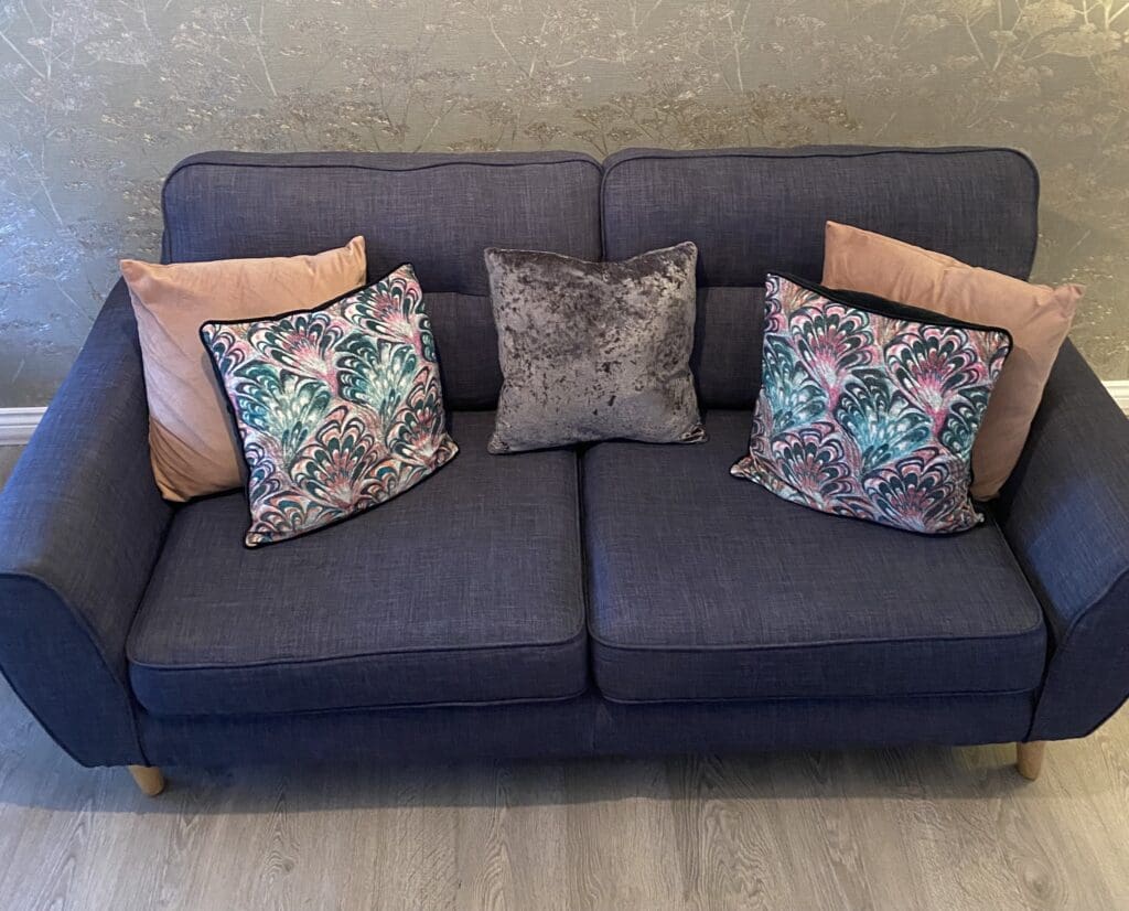 DEEP BLUE DFS SOFA AND SHELL TUB CHAIR – Sofalistic | The Sofa ...