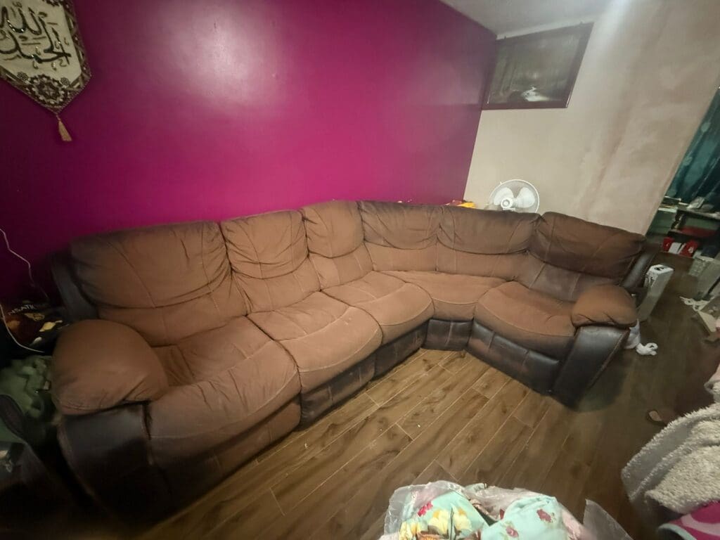 DFS corner sofa in brown and leg rest – Sofalistic | The Sofa ...