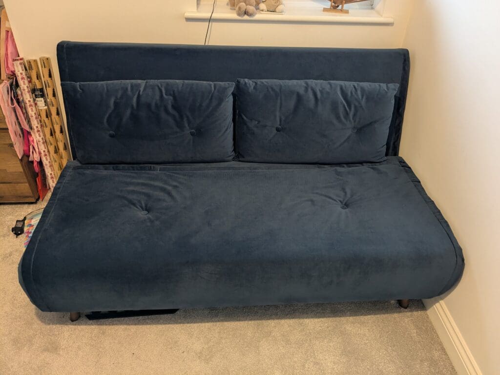 Large Haru 2 Seater Sofa Bed in Smooth Velvet Sapphire Blue ...